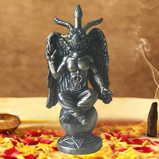 SCULTURA IDOLO SATANICO baphomet meditazione ala magica capra St5285 ...
