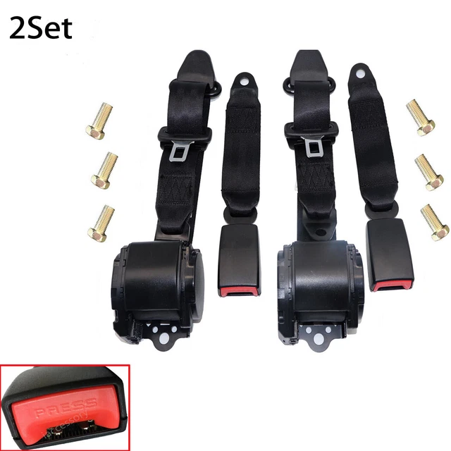 2 X KIT ceinture de sécurité rétractable 3 points sangles voiture véhicule kit ceinture réglable ...