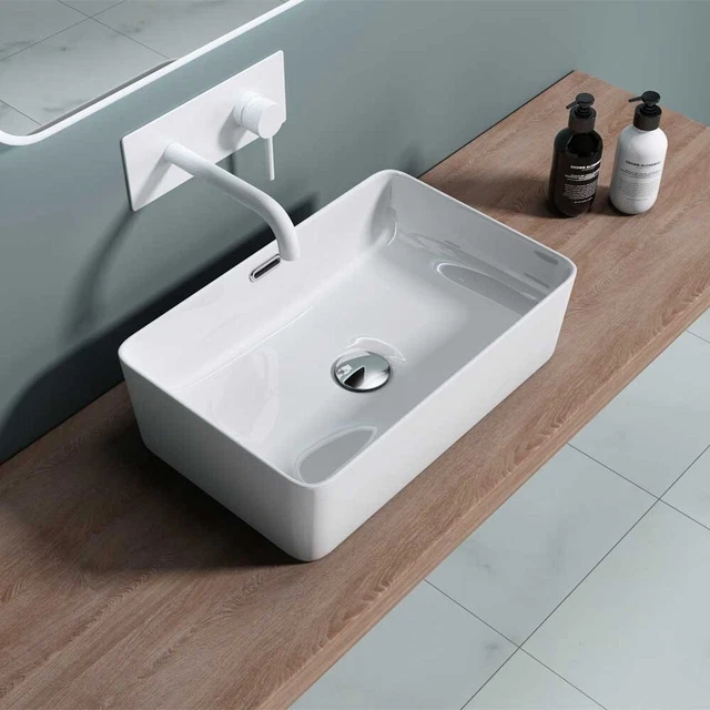 DUROVIN BATHROOM CERAMIC Wash Basin Rectangular Countertop Sink White ...