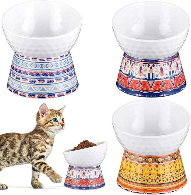 3 PCS CERAMIC cat Cowl Set, Elevated cat Bowl, Anti-Spill and Anti ...