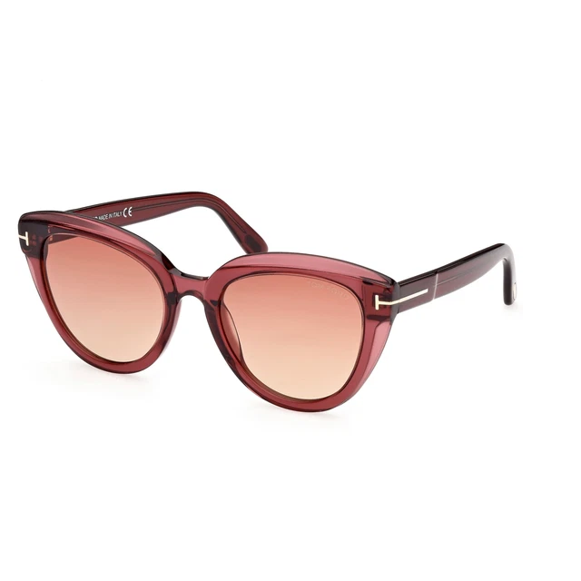 TOM FORD SUNGLASSES Women Transparent Burgundy Gradient Red Cat Eye ...