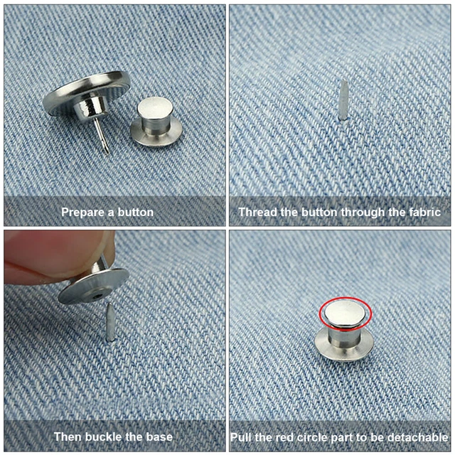 20 PZ BOTTONE in vita lega rivetti per bottoni jeans regolabili in ...