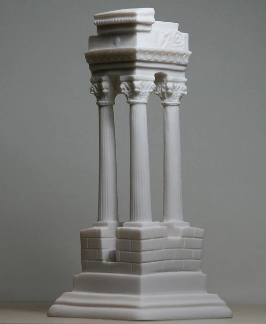 ANCIENT GREEK TEMPLE Ruins Corinthian Order Columns Cast Marble Statue ...
