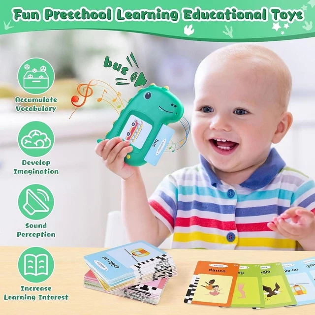 224 WORDS TALKING Flash Cards Dinosaur Shape Learning English Toy Kids ...