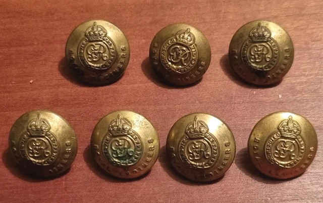 SET OF 7 Original WW1 British Army ROYAL ENGINEERS BRASS BUTTONS George ...