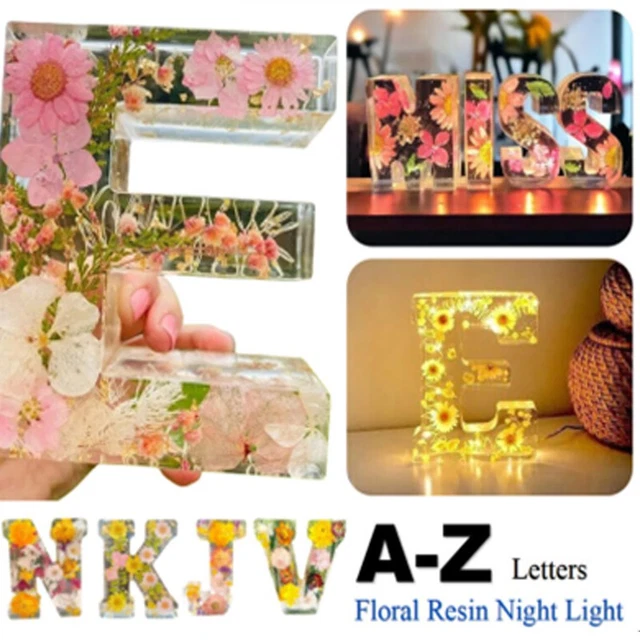 PRESSED FLOWER RESIN Letter With LED Light Floral Resin Night Light ...