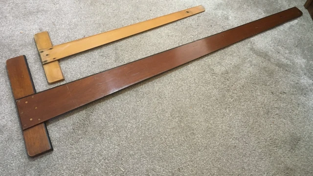 VINTAGE PAIR OF WOODEN RULERS FOR ARCHITECTS DRAWING BOARD L.113cm/66cm ...