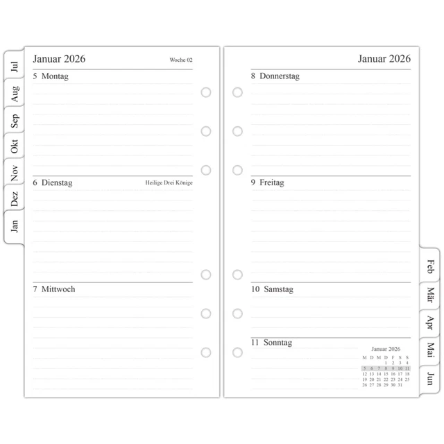 HOCHWERTIGER PERSONAL A6 Wochenplaner, Jul 2025 - Jun 2026, mit ...