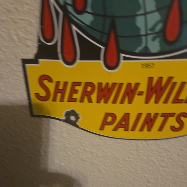 VINTAGE SHERWIN WILLIAMS Paints Porcelain Swp Service Station Pump ...