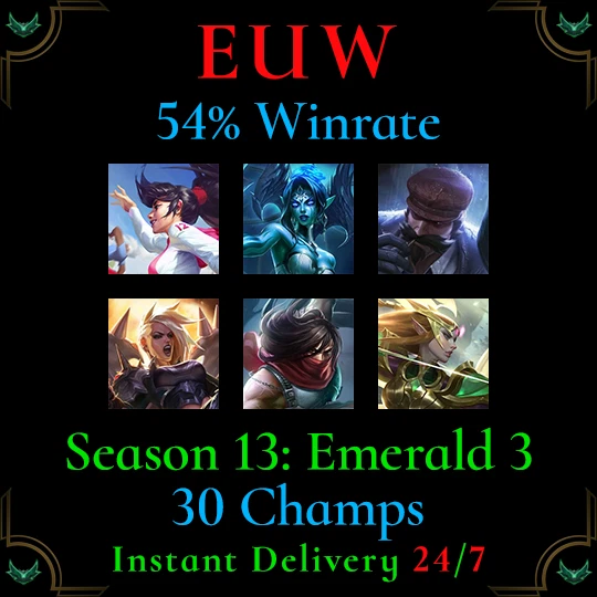 EUW S13 EMERALD LoL Acc League of Legends Smurf Pentakill Viridian ...