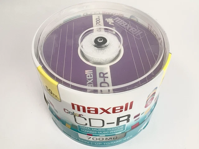 NEW MAXELL COLOR CD-R 50 Pack 700 MB 80 Min Max 48X Data Music Photos ...