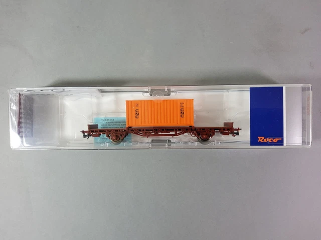 ROCO ECH HO ep IV ref 76986 Wagon SNCF porte container CNC avec boite ...