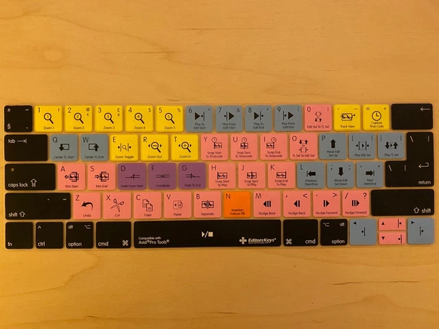EDITORS KEYS KEYBOARD Shortcut Cover for Avid Pro Tools (MacBook Pro ...