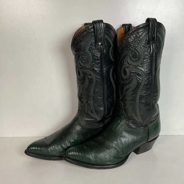 TONY LAMA GREEN Teju Lizard Cowboy Boots | USA Made | Men’s 8 EE (Extra ...