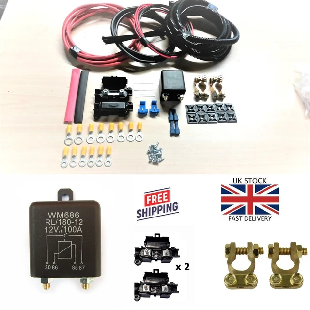 AUTO CHARGE LEISURE Battery -100Amp Split Charge Relay and Fitting Kit ...