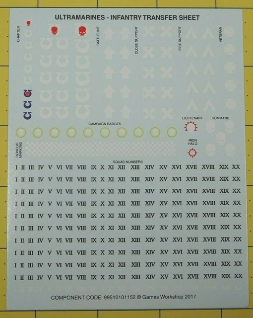 SPACE MARINES - SPACE MARINE INFANTRY TRANSFER SHEET - Warhammer 40k ...