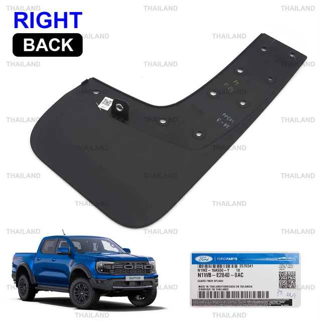 FOR FORD RANGER Raptor Next-Gen 2023 - 25 Rear Right Splash Mud Guard ...