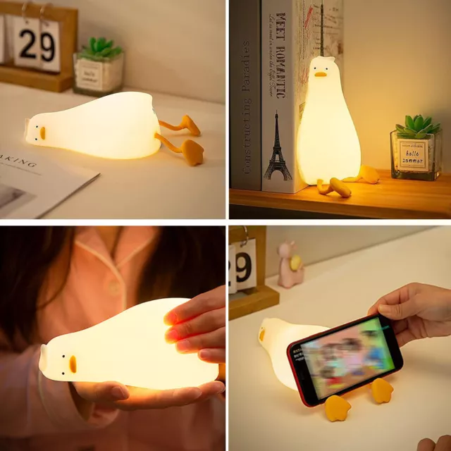 LED LYING FLAT Duck Night Light 3 Level Dimmable USB Kids Night Light ...