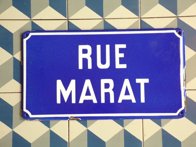 ANCIEN PLAQUE DE RUE " MARAT "-TÔLE éMAILLé-DESIGN 1920-50-25X45cm EUR ...