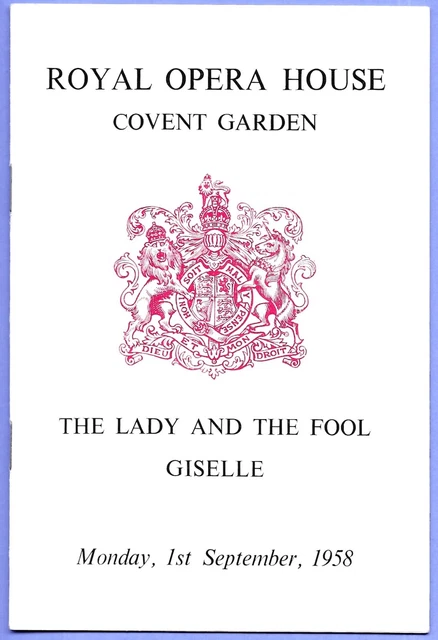 VINTAGE ROYAL OPERA House Covent Garden Programme Lady Fool Giselle ...