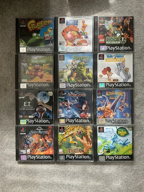 PS1 PLAYSTATION 1 Bundle 12x Games Kids Disneys Sherk Lego ET , BUGS ...