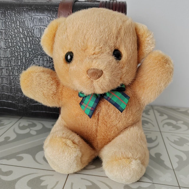 VINTAGE ADAMS TEDDY Bear Plush Soft Toy Brown Tartan Ribbon £17.49 ...