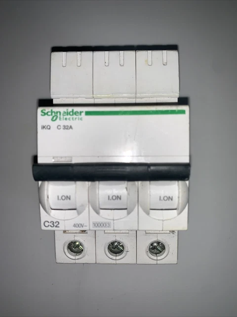 SCHNEIDER 32 AMP C32 32A CURVE C 10kA TRIPLE POLE TP MCB IKQ IKQE KQ VAT REG’D £39.99 - PicClick UK