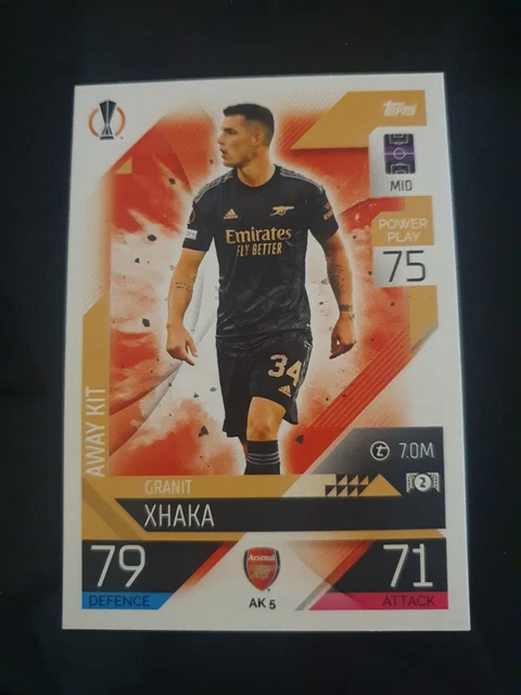 KIT MATCH ATTAX Extra 2023 granit Xhaka Arsenal Away carte postale 5 ...