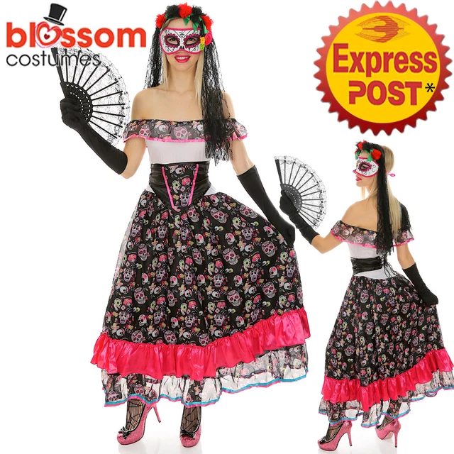 K90 MEXICAN DAY Of The Dead Skull Spanish Fancy Dress Senorita ...