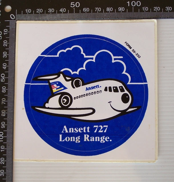 VINTAGE ANSETT AUSTRALIA Boeing 727 Long Range Advertising Logo Promo ...