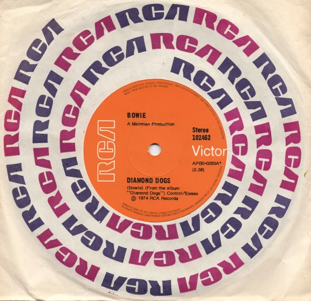 DAVID BOWIE DIAMOND DOGS Australian 1974 RCA Records RARE 7" SINGLE EUR ...