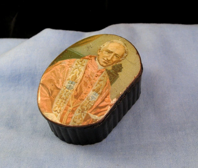 POPE LEO XIII Antique Papier Mache Snuff Tobacco Rosary Bead Church ...