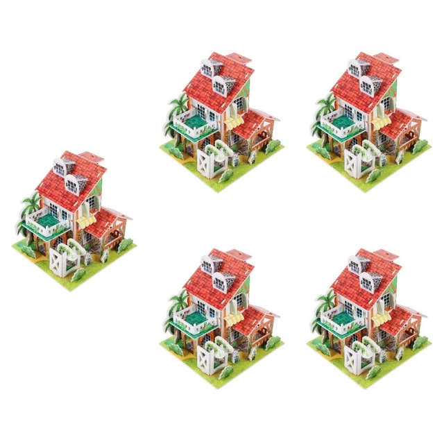 5 SETS DIY Paper Building Small Cabin Model Unfinished 3D Puzzle House ...
