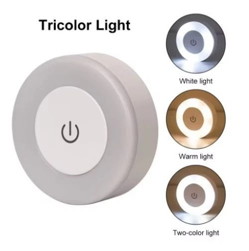 LED TOUCH SENSOR Night Light USB Rechargeable Magnetic Round Wall Lamp ...