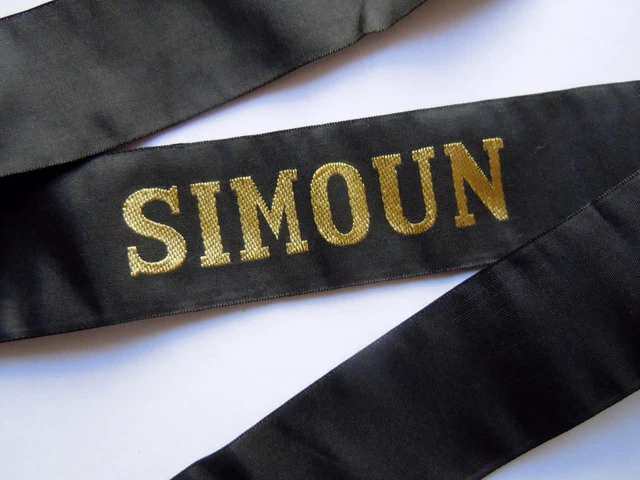 WW2 TORPILLEUR SIMOUN 1940 Marine Ruban légendé en soie ORIGINAL CAP ...