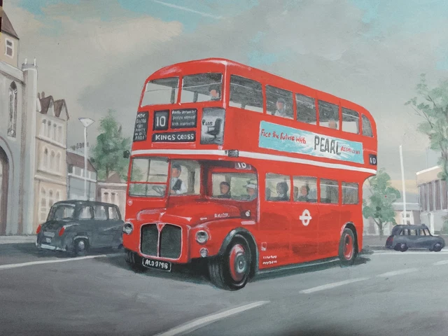 ORIGINAL ACRYLIC PAINTING Red London Bus RM No 10 Not a print 16x12" on ...