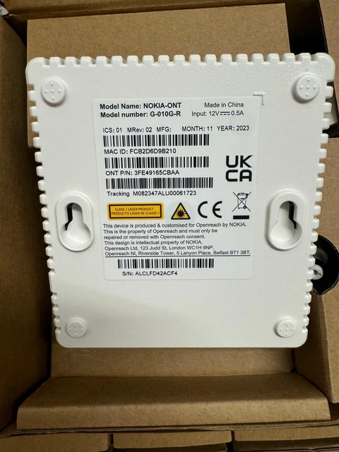 NOKIA-ONT G-010G-R OPENREACH Optical Fibre GPON Terminal BNIB £180.00 - PicClick UK