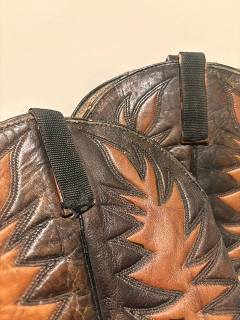 BLACK COWBOY BOOTS Mens 10 leather metal tip heel £40.22 - PicClick UK