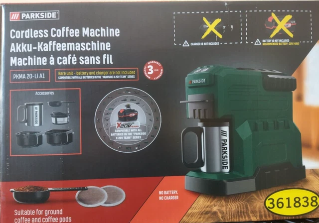 PARKSIDE® 20V CORDLESS Coffee Maker PKMA 20-Li A1 BATTERYLESS Mobile ...