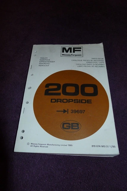 MASSEY FERGUSON MF 200 Trailer Dropside 39697 parts book catalogue ...