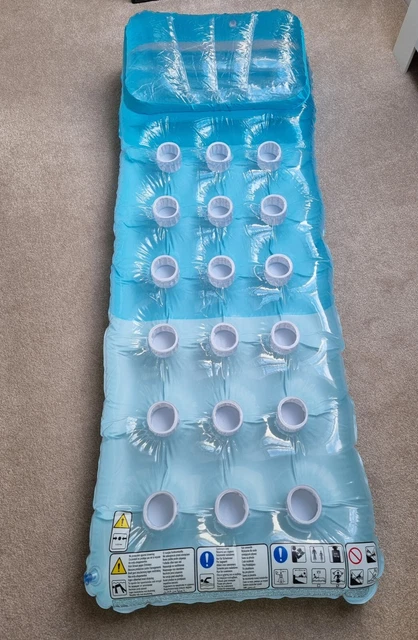 INTEX WATER INFLATABLE 18-Pocket Air Mattress Pillow Pool Float Blue ...