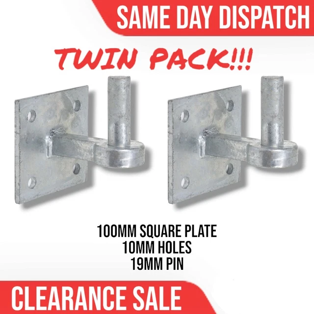 HEAVY DUTY GALVANISED 19mm HOOK PLATE Field Gate Square Hanger Pin ...
