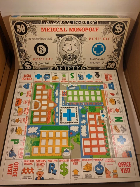 MEDICAL MONOPOLY BOARD Game 1979 Professional Games Inc. - Missing Dice ...