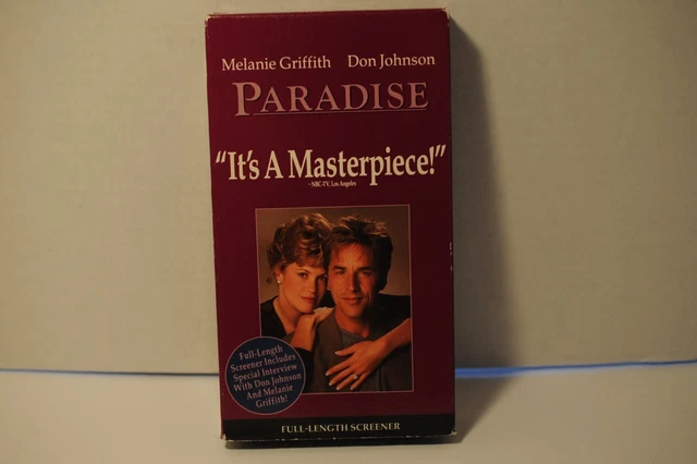 PARADISE, DON JOHNSON, Melanie Griffith, Full Screener, Romance movie. VHS tape £9.66 - PicClick UK