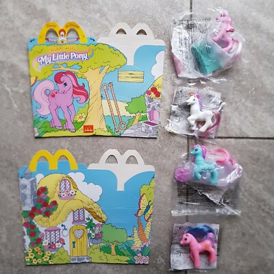 MY LITTLE PONY 1998 McDonald's Happy Meal set of 4 toys and 2 meal ...