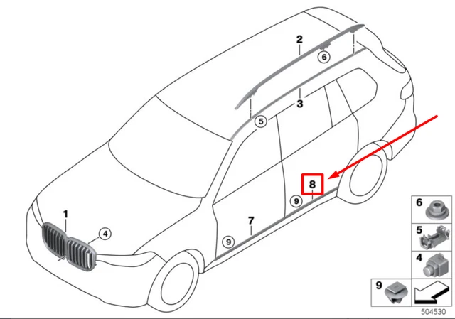 BMW X7 G07 Rear Right Door Lower Molding 7428710 51137428710 NEW ...