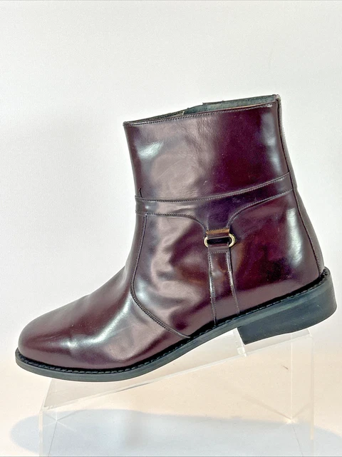 VINTAGE STUART MCGUIRE Boots Sz 8.5EEE Talon Side Zip Engineer Burgundy ...