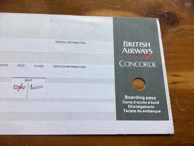BRITISH AIRWAYS CONCORDE Original Flight Boarding Pass Unused Mint 1990 ...