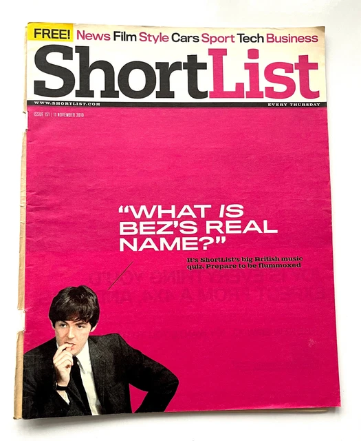 SHORTLIST MAGAZINE - Issue 151 - What Is Bez's Real Name? - Music Quiz ...