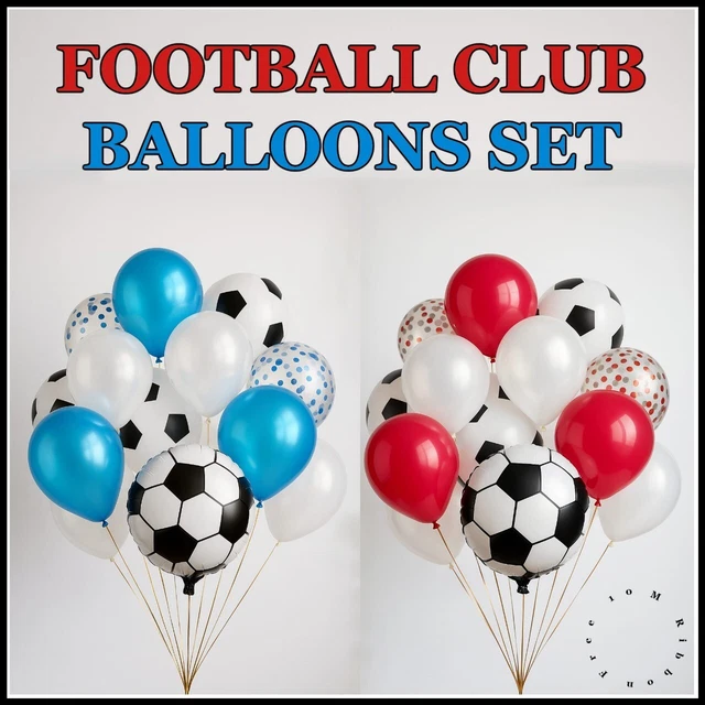 12'' FOOTBALL BALLOONS Set Happy Birthday Footy Soccer Theme Party ...